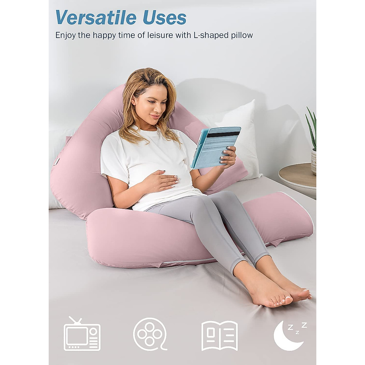 INSEN Pregnancy Pillow for Sleeping,Maternity Body Pillow for Pregnancy Women,Pregnancy Support Pillow for Back, Hip Pain,Grey