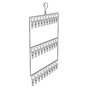 Sock Drying Rack,Clothes Drying Rack with 20/30 Stainless Steel Windproof Hook Clip, Suitable for Towel Scarf Briefs Gloves Tie Hat Socks(Square 3 Tier Sock Rack 30 Clips)