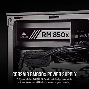 Corsair RMX Series, RM850x, 850 Watt, 80+ Gold Certified, Fully Modular Power Supply (Low Noise, Zero RPM Fan Mode, 105°C Capacitors, Fully Modular Cables, Compact Size) Black