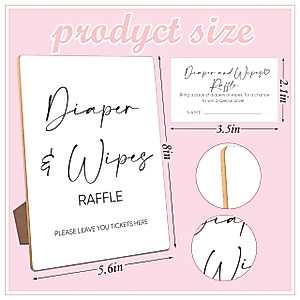 Diaper And Wipes Raffle Baby Shower Games,Baby Shower Decorations,Baby Shower Signs,Gender Reveal Decorations,Baby Shower Bingo,1 Wooden Play Sign with Stand and 50 Raffle Tickets Set