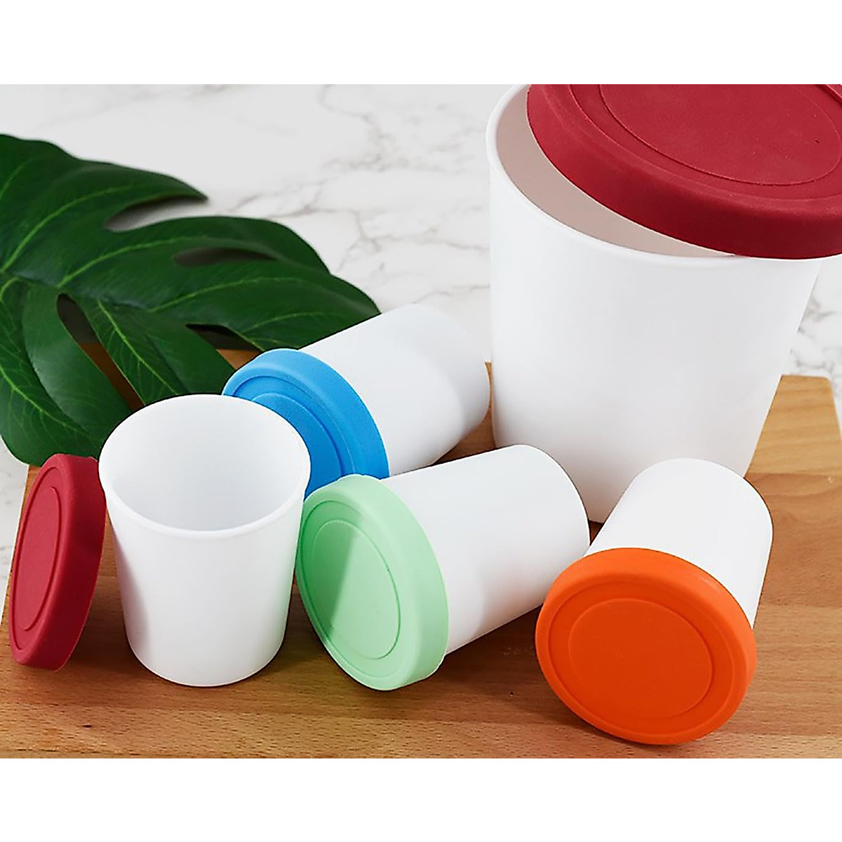 Alunsito 4 Pack Ice Cream Containers for Homemade Ice Cream Leak-Free Ice Cream Tubs with Lids Reusable Ice Cream Storage Cases for Freezer