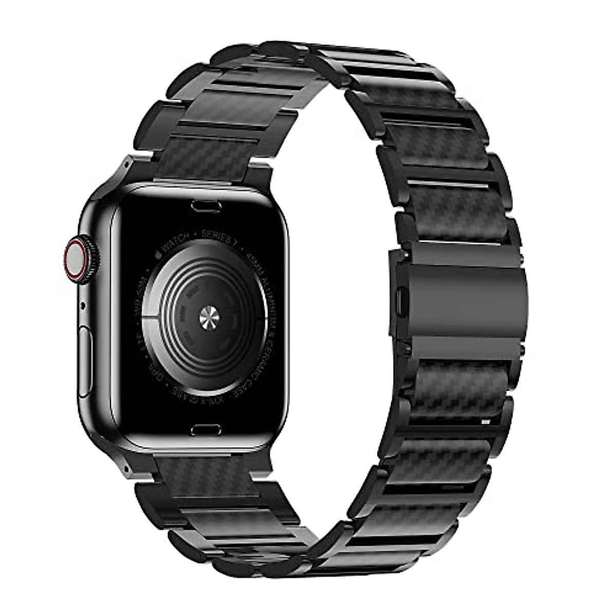 iiteeology Carbon Band Compatible with Apple Watch 49mm 45mm 44mm 42mm, Upgraded Light Genuine Carbon Fiber Band with Stainless Steel Clasp for Men, Black