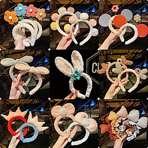 Bear Ear Make Up Haribands,Soft Towel Headband for Skin Care Towel Cloth Fabric Hair Band for Face Washing Hair Accessories (Green)