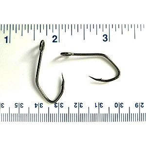 100 Gerry's Tackle 2X Strength Black Chrome Sickle Open Eye Siwash Fish Hooks Size 1
