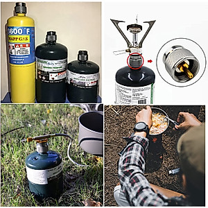 baixikly Butane To Propane Adapter Camping Stove Adapter Outdoor Hiking Stove Connector for Isobutane Fuel Canister To Screw Gas Cartridge