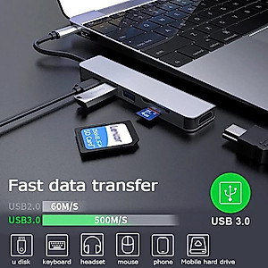 SHYPT USB HUB C Adapter 6 in 1 USB C to USB 3.0 HDMI-Compatible Dock USB-C Type C 3.0 Splitter