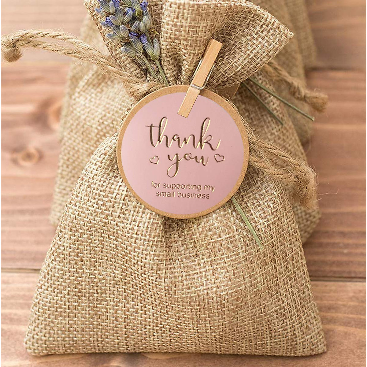 Thank You Stickers Roll,500PCS 1.5" Thank You for Supporting My Small Business Stickers,Pink Foil Thank You Label Stickers for Bubble Mailers,Envelopes,Online,Retail Store,Handmade Goods,Package,
