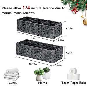 DULLEMELO Toilet Paper Basket for Organizing, Small Bathroom Baskets for Storage, Waterproof Toilet Paper Basket for Back of Toilet, Grey, 2 Pack