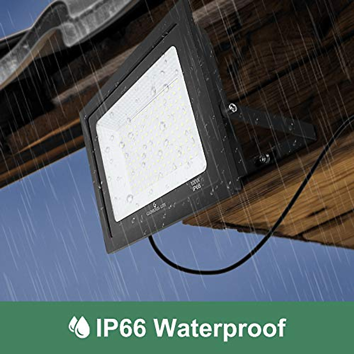 GLORIOUS-LITE 2 Pack 100W LED Flood Light Outdoor, 10000LM LED Work Light with Plug, 6000K Daylight White, IP66 Waterproof Outdoor Floodlights for Yard, Garden, Playground