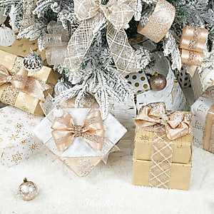 MAYREEL Champagne Christmas Ribbon Wired 2.5 Inch Champagne Gold Ribbon for Christmas Trees Wreaths Tree Toppers Crafts Home Decor Gift Wrapping 6 Rolls Total 36 Yards