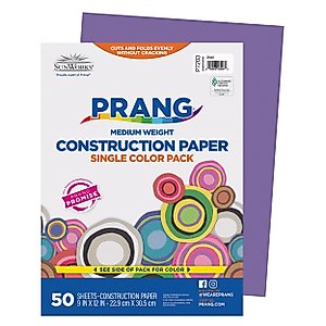 Prang (Formerly SunWorks) Construction Paper, Violet, 9" x 12", 50 Sheets