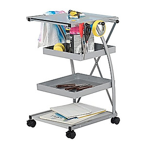 SD STUDIO DESIGNS Modern Triflex Mobile Storage Taboret for Arts and Crafts Silver 18.5" W x 16" D x 25.5" H