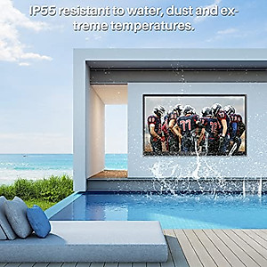 SYLVOX Outdoor TV, 4K QLED Outdoor TV 55 inch 2000 Nits Full Sun, Outdoor Smart Television with Voice Control & Chromecast Built-in, IP55 Weatherproof TV for Outside (Pool Pro QLED Series)