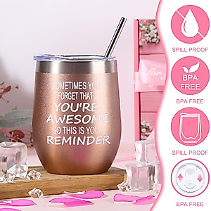 STRJOYNY Valentines Day Birthday Gifts Spa Bath Set Box Gift Wine Tumbler Basket Self Care Mother's Day Presents Gift for Her, Wife, Mom, Sisters, Female, Besties, Friends, Women