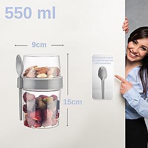 IDOBY Yogurt Containers with Lids 22 Oz, Take'n Go Breakfast Cups, Meal Prep Container, Parfait Cups with Lids, Cereal Storage Jars with Lids for Oatmeal Containers, Reusable Cups