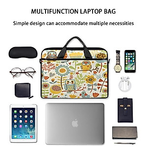 Colorful Owl Floral Laptop Computer Bag Waterproof Shoulder Messenger Bag 13-15 inch Durable Laptop Tote Bag with Shoulder Strap Handle Lightweight Crossbody Briefcase