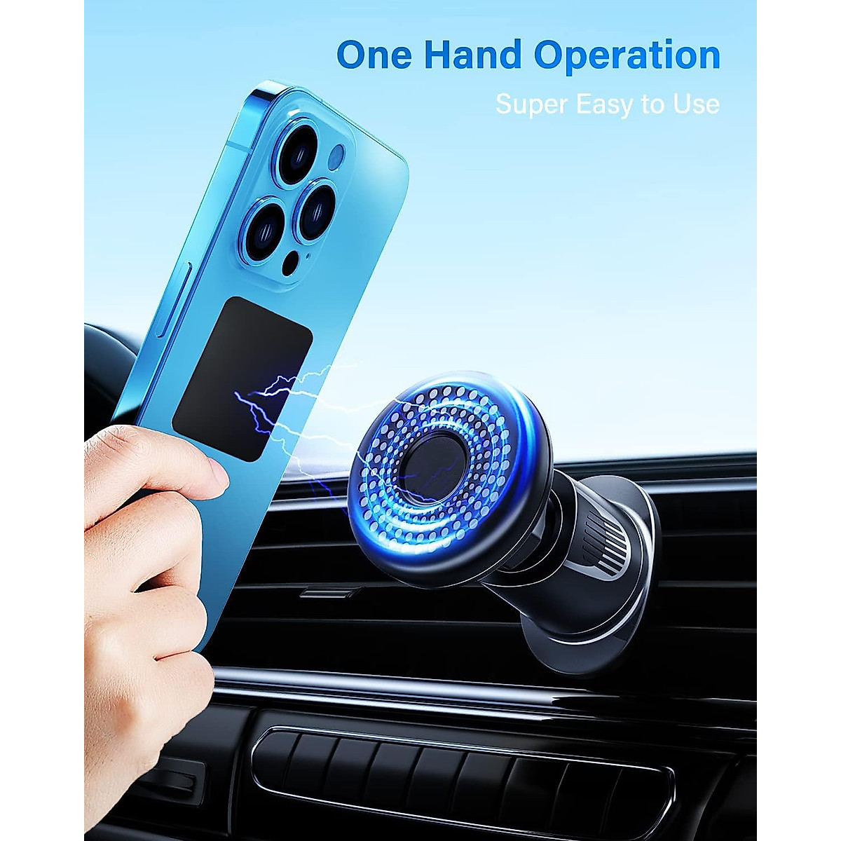 [ Military-Grade Magnetic Vent Hook] Phone Holder for Car, Hands Free Phone Car Mount Strong Magnet Air Vent Mount, 360° Rotation Car Phone Holder Compatible with iPhone Samsung Galaxy All Smartphones