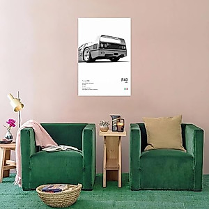 Car Poster Ferrari F40 Supercar Posters Racing Car Canvas Wall Art For Boy's Bedroom SuperCar Wall Decor Unframe-style 12x18inch(30x45cm)