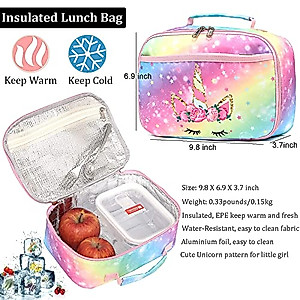 JIANYA Backpack for Girls Kids Backpack with Lunch Box Lightweight Rainbow Preschool Kindergarten Girl Bookbag School Bag