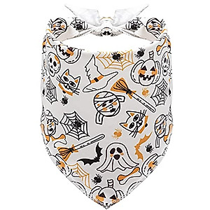 2 Pack Dog Halloween Bandana - Triangle Reversible Pet Scarf for Dogs, Adjustable Holiday Dog Bandanas for Small Medium Large Dogs Pets