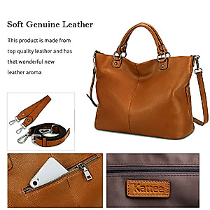 Kattee Women's Soft Genuine Leather Tote Bag, Top Satchel Purses and Handbags