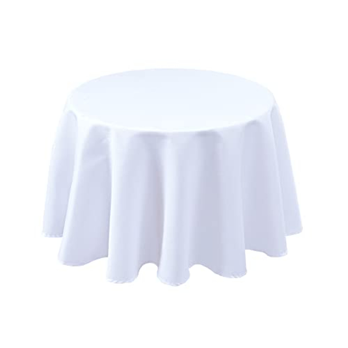 Biscaynebay Textured Fabric Round Tablecloth 60 Inches in Diameter, White Water Resistant Tablecloths for Dining, Kitchen, Wedding & Parties, etc. Machine Washable