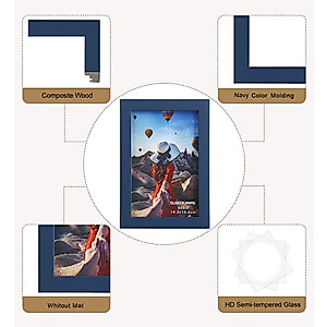 ELSKER&HOME 4x6 Picture Frame - Navy Blue Sturdy Wood Composite Photo Frame - Semi-tempered Glass - Includes Hanging Hardware and Desktop Easel (6 Pack)