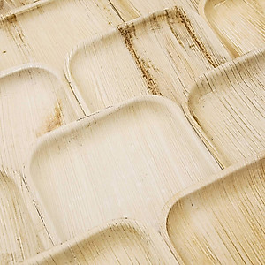Ecodeco Palm Leaf Compostable Plates - 50 pcs - Square - Disposable Eco Friendly Like Bamboo Party Plates with Cutlery - 8 Inch