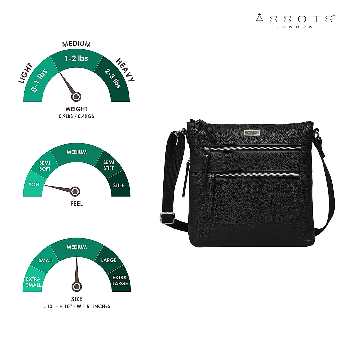 ASSOTS Crossbody Bags for Women – Real Leather Purses with RFID Protection, Multiple Pockets and Adjustable Strap
