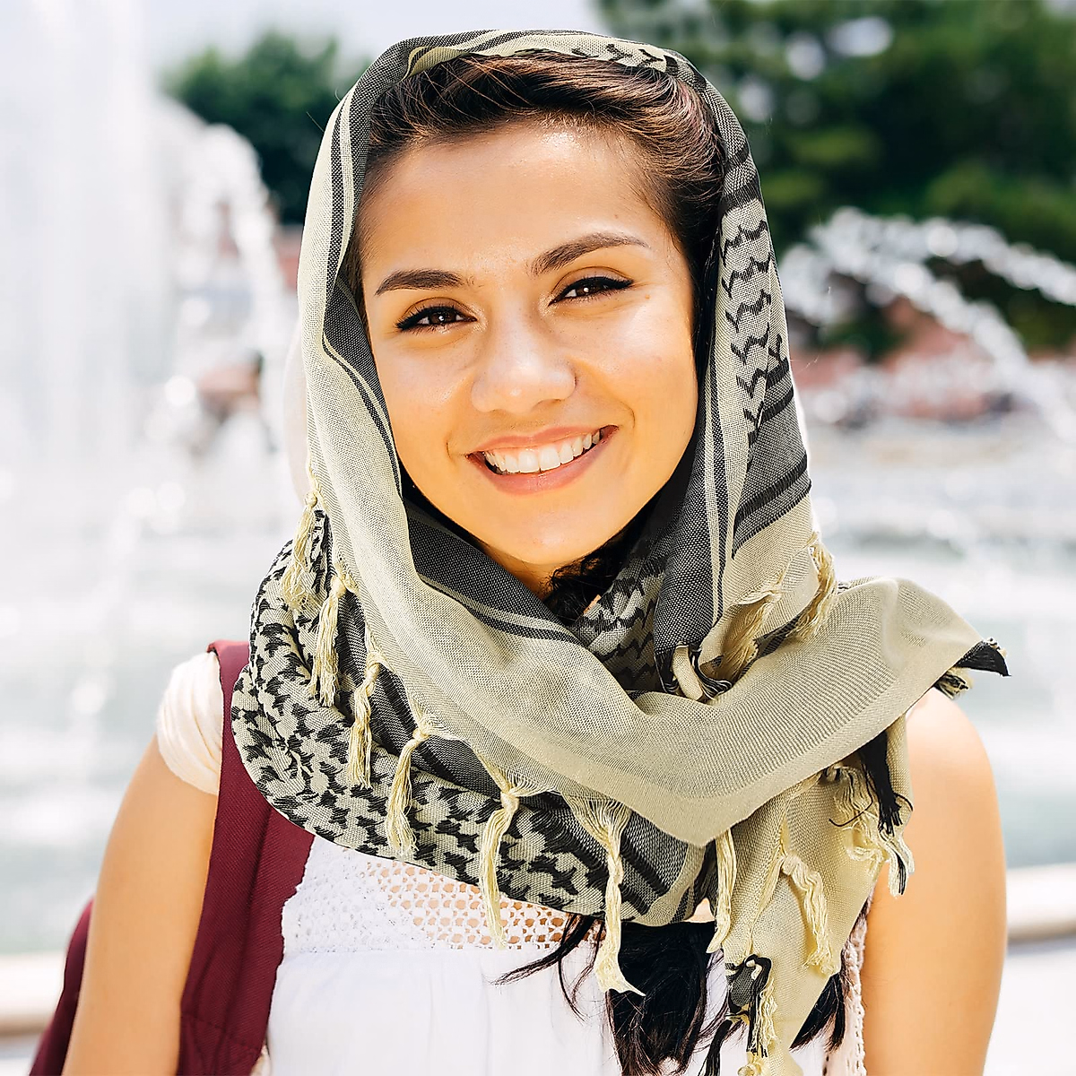 6 Pcs Military Shemagh Tactical Desert Scarf Shemagh Scarf Men Neck Head Wraps for Men Cotton Keffiyeh Arab Wrap with Tassel, 43 x 43 Inch