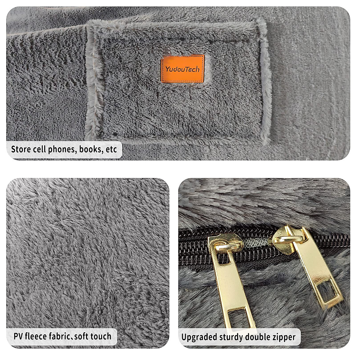 YudouTech Bean Bag Chair Cover(Cover Only,No Filler),Big Round Soft Fluffy PV Velvet Washable Bean Bag Lazy Sofa Bed Cover for Adults,Living Room Bedroom Furniture Outside Cover,6ft black.