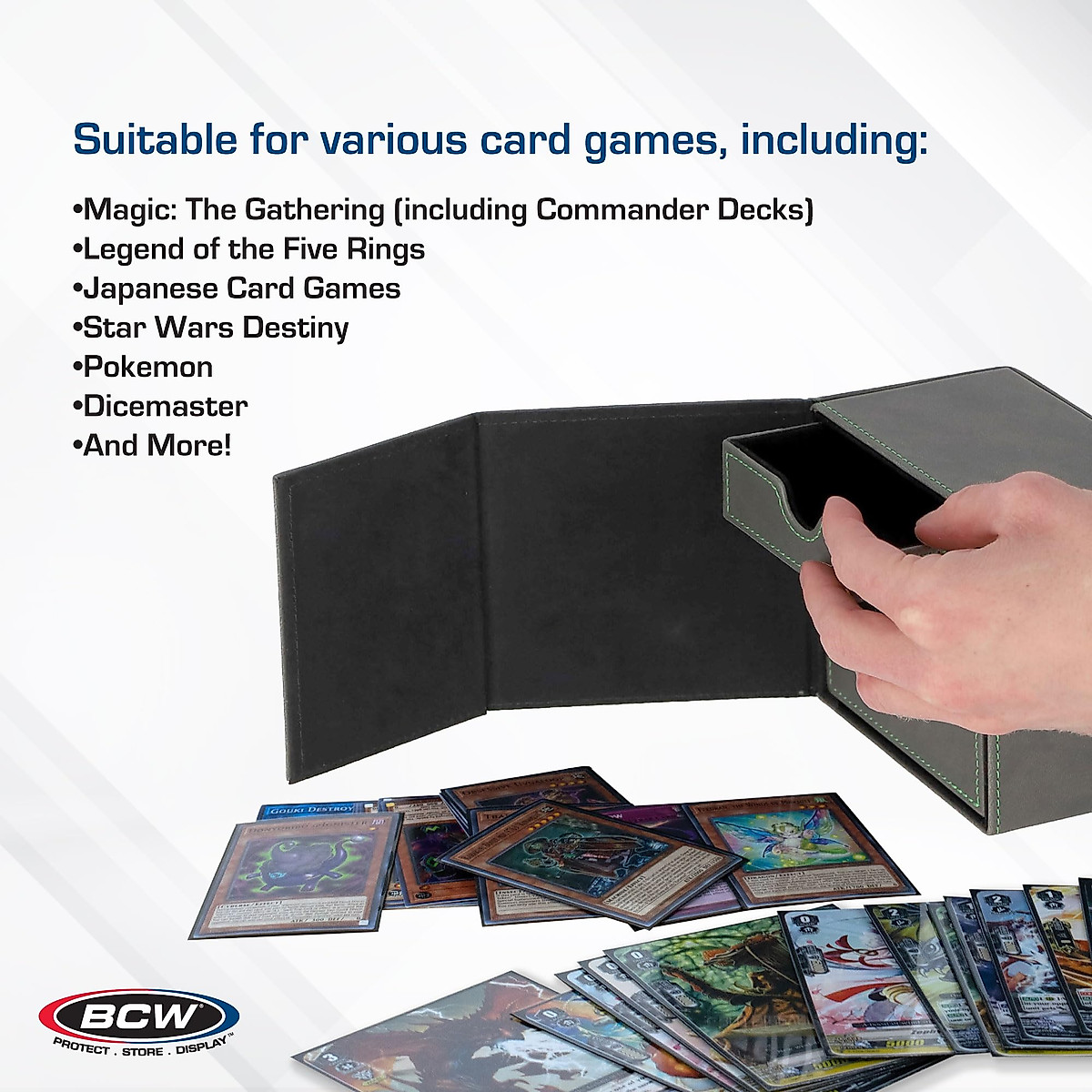 BCW Deck Vault LX 100 - Gray | Card Deck Case with 100 Sleeved Gaming Cards Capacity | For Magic: The Gathering, Pokemon, Commander Decks
