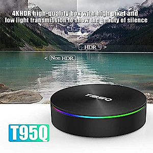 Android TV Box Android 9.0 OS Smart TV Box 4GB 64GB T95Q Support USB 3.0 BT 4.1 2.4G- 5G Dual-Band Wi-Fi 3D 4K Full HD H.265 100M Android Mini PC with Wireless Keyboard Remote (Backlit) TTV Box