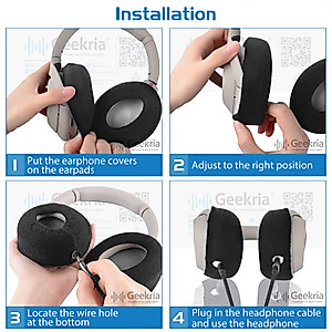 Geekria 2 Pairs Knit Headphones Ear Covers, Washable &amp; Stretchable Sanitary Earcup Protectors for Over-Ear Headset Ear Pads, Sweat Cover for Warm &amp; Comfort (Size M/Black)