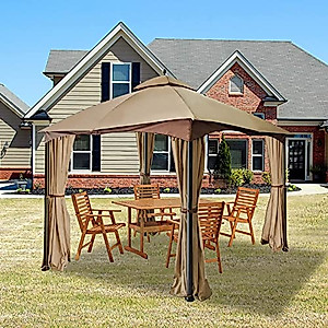 Gazebo Universal Replacement Privacy Curtain – Hugline 10' x 12' Gazebo Side Wall Outdoor Privacy Panel with Zipper (Brown)