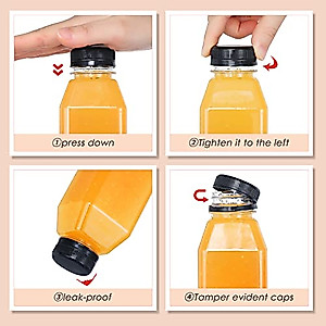 Fhxtcygj Juice Container with Lids, 16oz Plastic Bottles with Caps, 30pcs Empty Plastic Juice Bottles Reusable Clear Bulk Beverage Containers with Tamper Evident Cap for Milk, Smoothie, Drinks