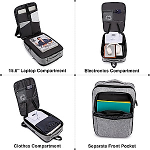 Marengo Smart Safe Business Travel Backpack with USB Charger Ebags for Men Women Office Work Mochilas Para Waterproof, Anti-Theft, Airline Approved, Fits 15.6" Laptops,Multi Compartment Backpack,Gray