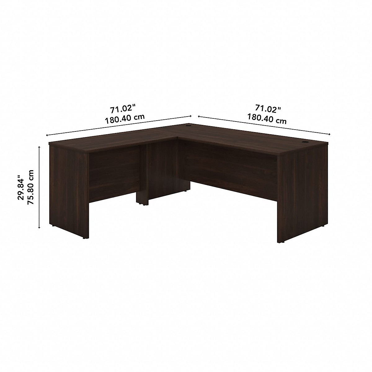 Bush Business Furniture Studio C 72W x 30D L Shaped Desk with 42W Return in Black Walnut