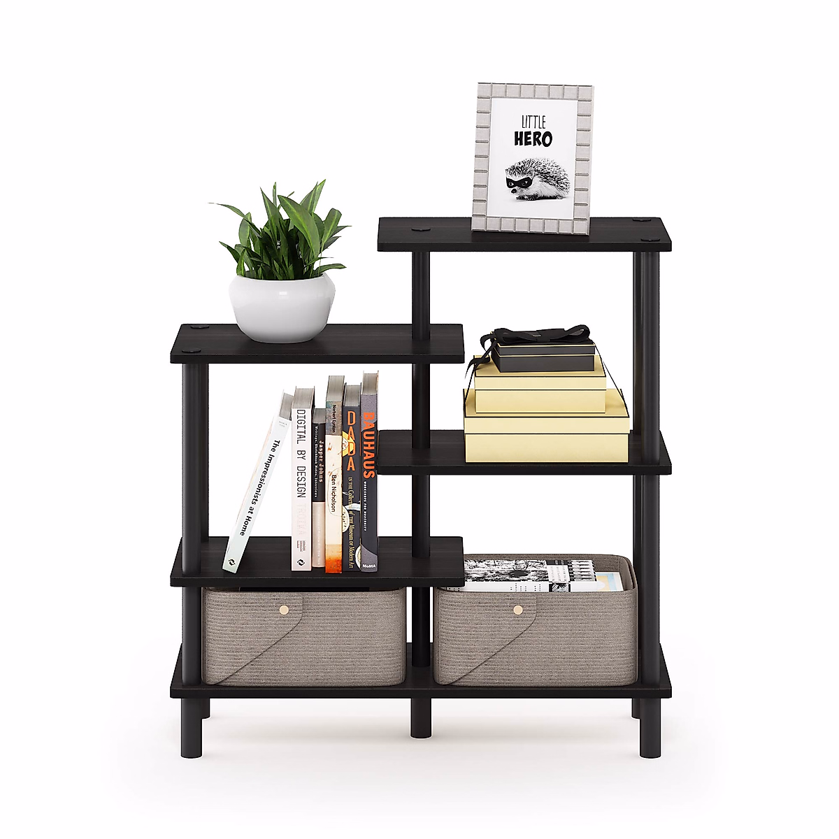Furinno Turn-N-Tube 5-Tier Accent Display Rack, Espresso/Black