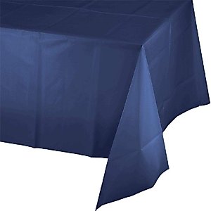 CREATIVE CONVERTING Plain 54" x 108", Plastic, Covers an 8' Banquet Table-Navy