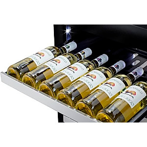 Summit 24 Inch Wine Cellar Shallow Depth Wine Refrigerator, Dimmable LED Light, Lock, Commercial or Residencial Use- SDHW2442(RHD, Stainless Steel)