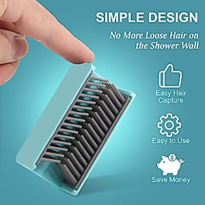 Shower Hair Catcher Wall, Dazzlewings Hair Catcher, Hair Trap for Shower Drain, Bathroom Wall Hair Collector for Bathtub Drain Reusable(Blue)