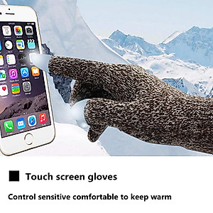 Winter Hat Scarf Glove set for Men Men's 3 Pcs Touchscreen Anti-Slip Gloves Knit Stretchy Beanie Hat and long Scarf Set(Dark gray)