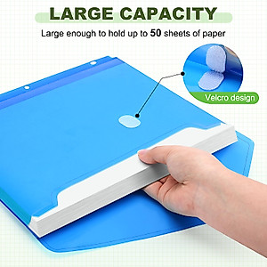 Sooez 30 Pack Binder Folders Organizer with Space-Saving Closure, Super Heavyweight Binder Pockets for 3 Ring Binder, High Capacity Binder Pouch, Side Loading, School Supplies, Letter Size, 5 Color