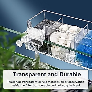 Bluecoco Premium Multi-Layer Aquarium Filter for 10 to 20 Gallon Fish Tanks: Oxygenating Water Wheel, Low-Noise Operation, Dual-Sided Suspension, Transparent & Durable (Medium)