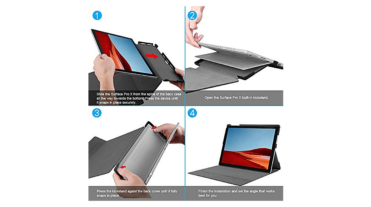 Fintie Case for Microsoft Surface Pro X - Marble Pink