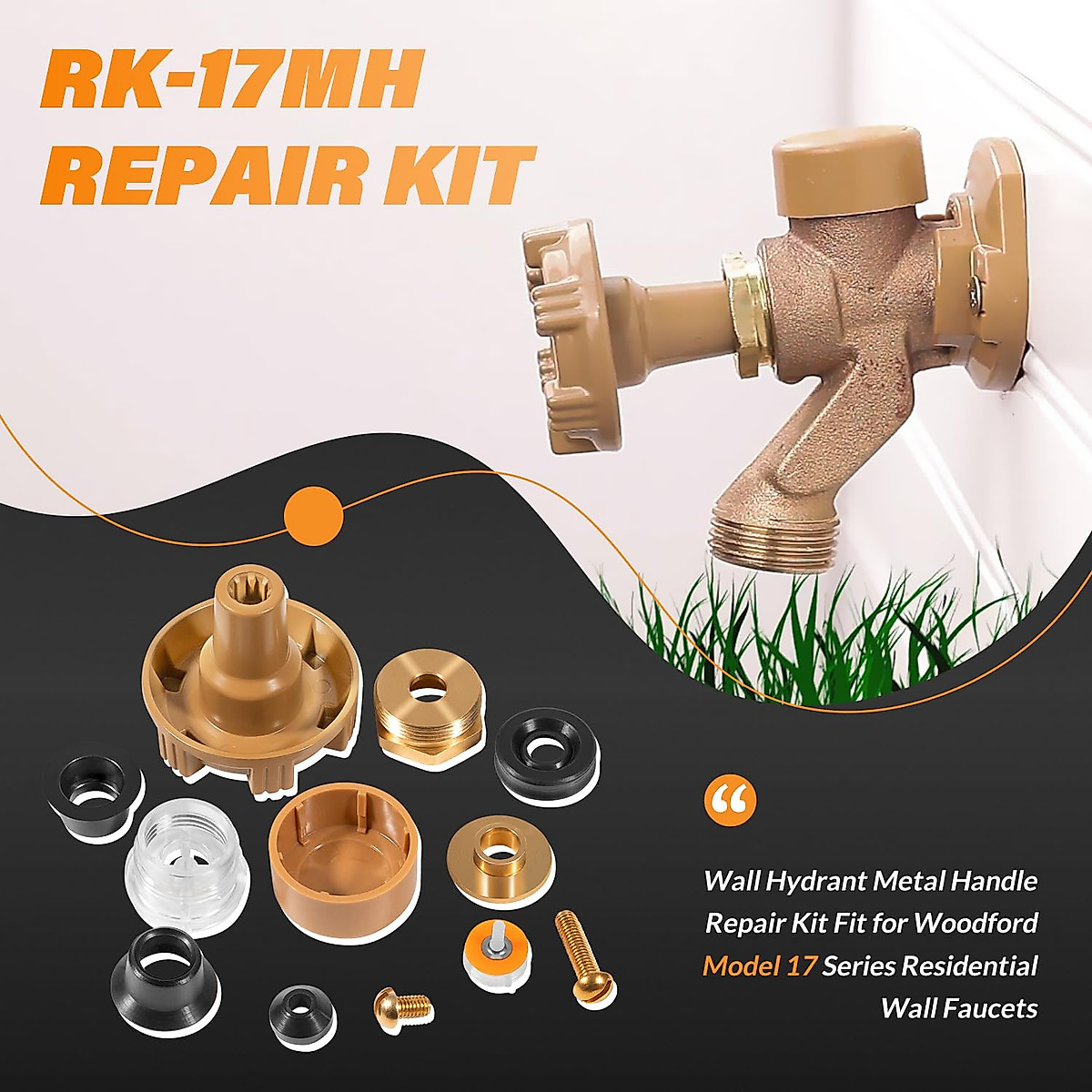 usvehj RK-17MH Repair Kit Metal Handle Replacement for Woodford Model 17 Outdoor Faucet - Frost-Proof Design (12Pcs)