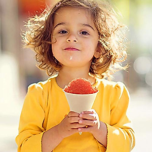 AQUEENLY 100 Snow Cone Cups, Wax Coated Leakproof Cone Paper Cups for Slush, Shaved Ice, Water - 6OZ, White