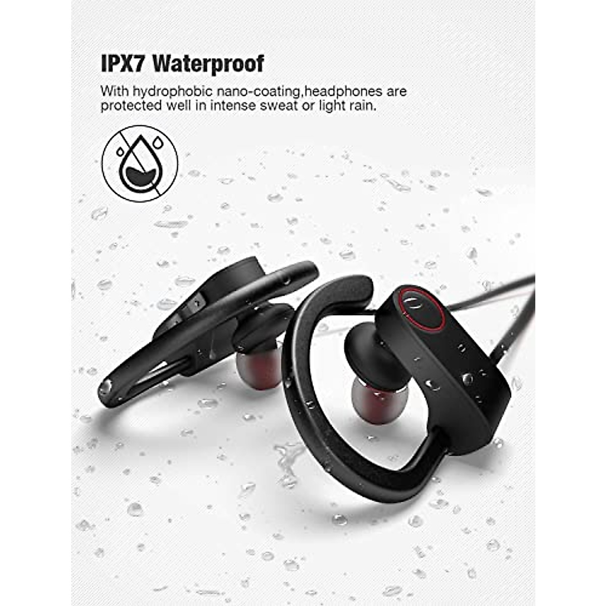 JOYWISE Bluetooth Headphones, Wireless Earbuds IPX7 Waterproof Sports Earphones