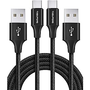 [10ft, 2-Pack] USB C Cable Fast Charging, Long USB A to Type C Charger Cable Braided for Samsung Galaxy A10e A03s A13 A32 A50 A51 A52 A53 A71 Note 20 10 9, S22 S21 S20 Ultra S10 S10e S9, LG G8 Moto G9
